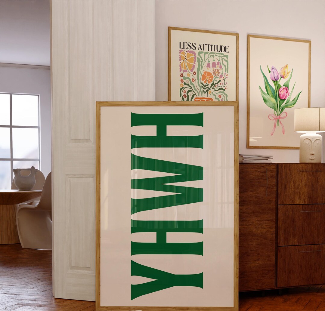 YHWH Print, Yahweh Typography Poster, Trendy Christian Wall Art, Retro ...