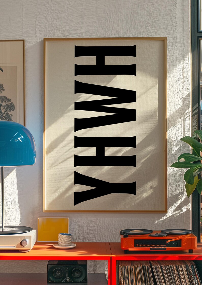 YHWH Print, Yahweh Typography Poster, Trendy Christian Wall Art, Retro ...