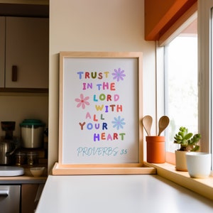 Retro Christian Wall Print, Proverbs Scripture, Christian Poster, Bible ...