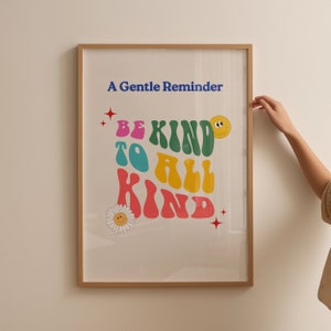 Retro Groovy Wall Art, Kindness Print, Inspirational Print, Digital ...