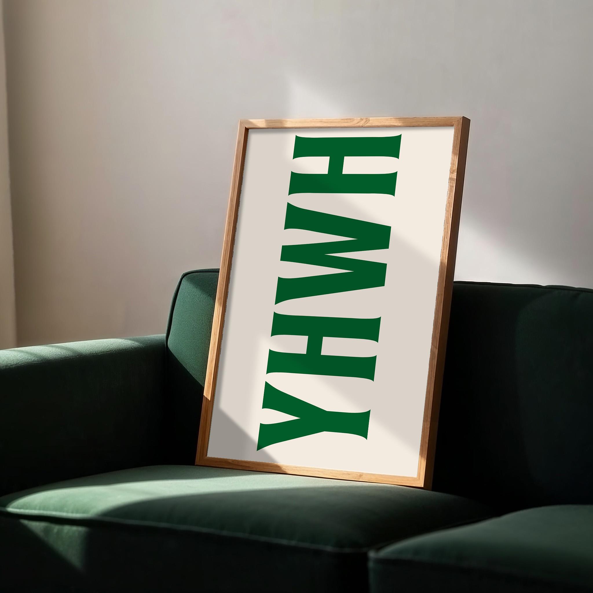 YHWH Print, Yahweh Typography Poster, Trendy Christian Wall Art, Retro ...