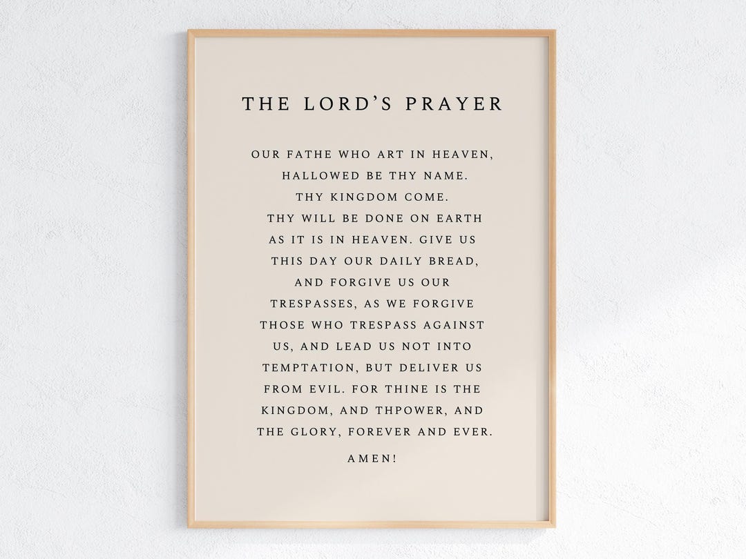 The Lord's Prayer Printable Wall Art, Christian Wall Art, Prayer ...