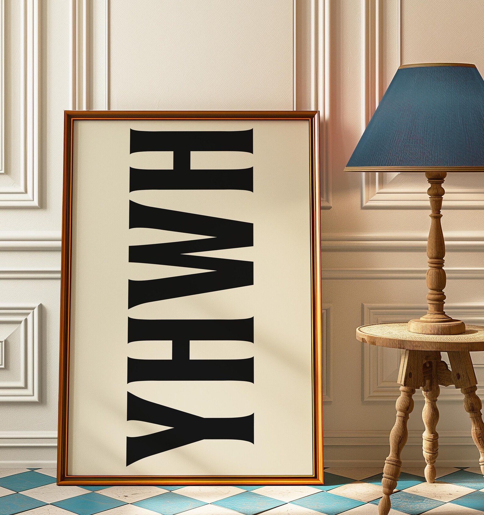 YHWH Print, Yahweh Typography Poster, Trendy Christian Wall Art, Retro ...