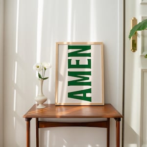 Amen Print, Jesus Typography Poster, Trendy Christian Wall Art, Retro ...