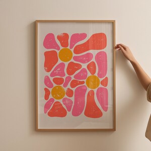 Retro Groovy Flower Wall Print, Groovy Poster, Digital Download Print ...