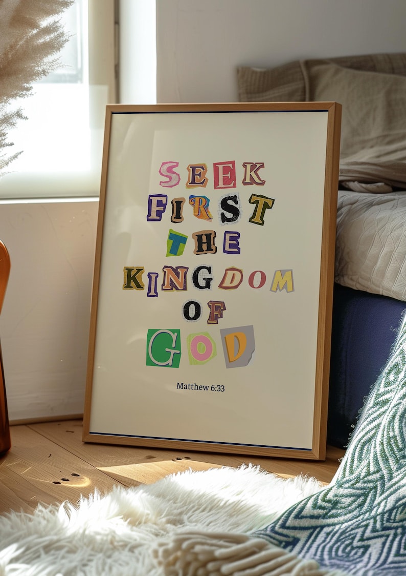 Seek First the Kingdom of God Art Print, Christian Wall Art, Matthew ...