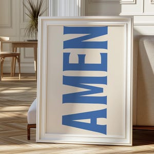 Amen Print, Jesus Typography Poster, Trendy Christian Wall Art, Retro ...
