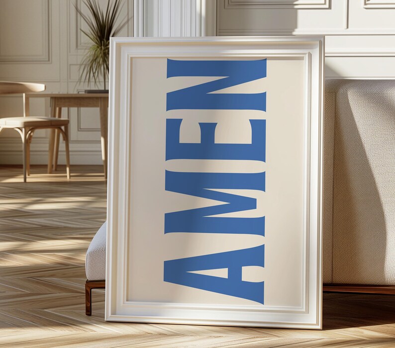 Amen Print, Jesus Typography Poster, Trendy Christian Wall Art, Retro ...