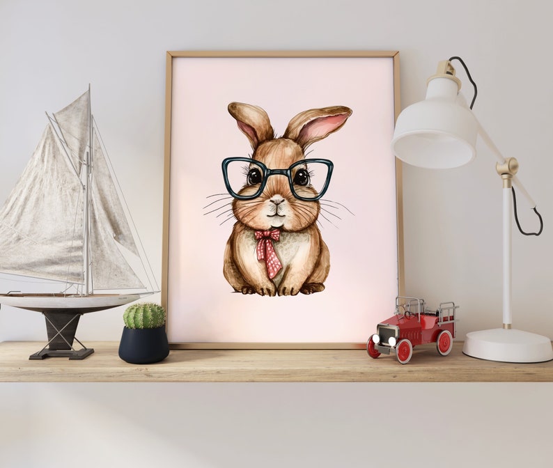 Bunny Wall Art Print Watercolor Easter Bunny Easter Poster - Etsy