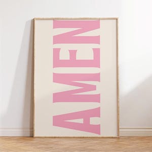 Amen Print, Jesus Typography Poster, Trendy Christian Wall Art, Retro ...