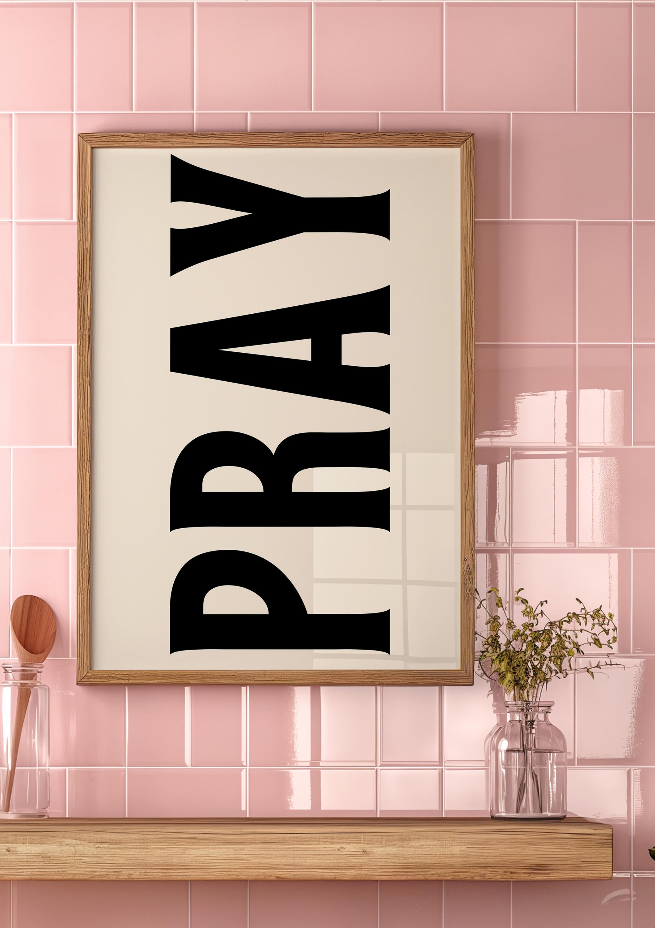 Pray Print, Jesus Typography Poster, Trendy Christian Wall Art, Retro ...