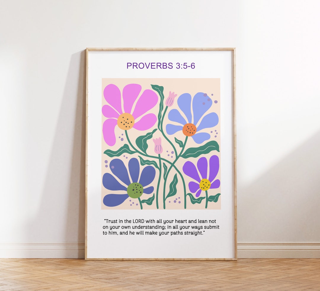 Flower Christian Wall Art, Proverbs Scripture, Religious Poster, Wall ...