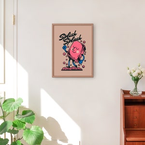 Retro Bathroom Wall Print, Cute Wall Print, Groovy Wall Art, Digital ...