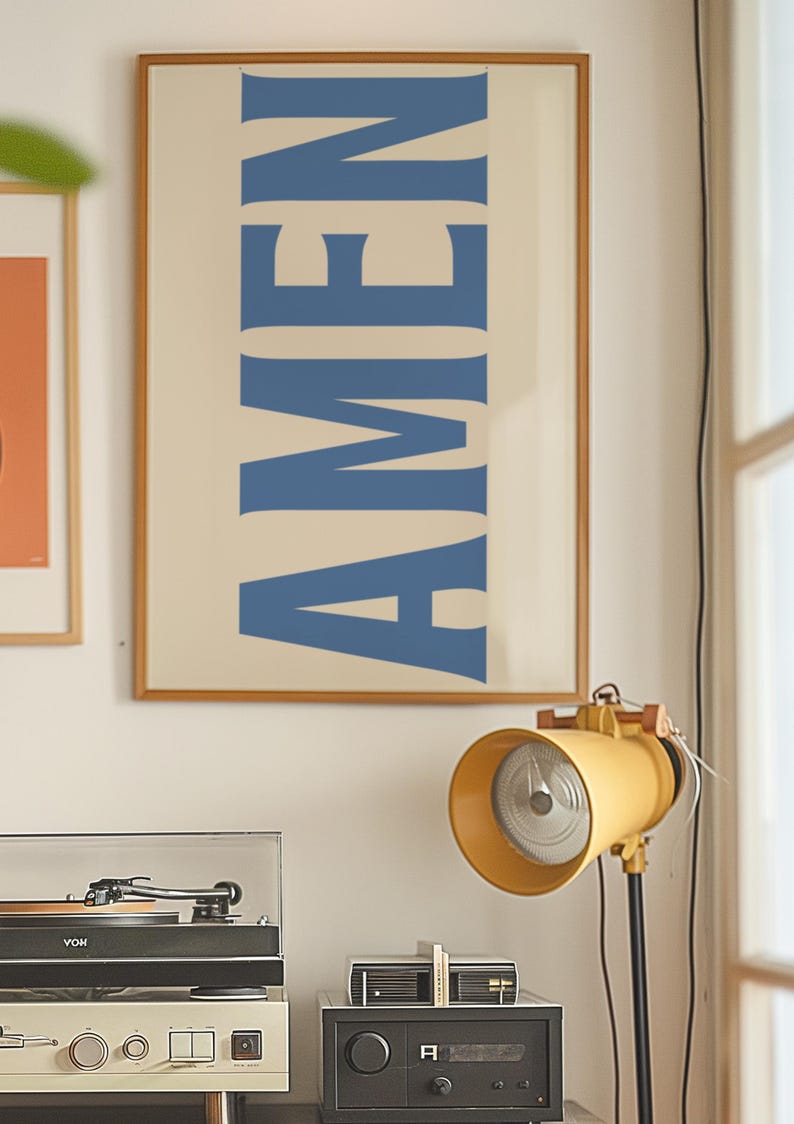 Amen Print, Jesus Typography Poster, Free Delivery, Trendy Christian ...