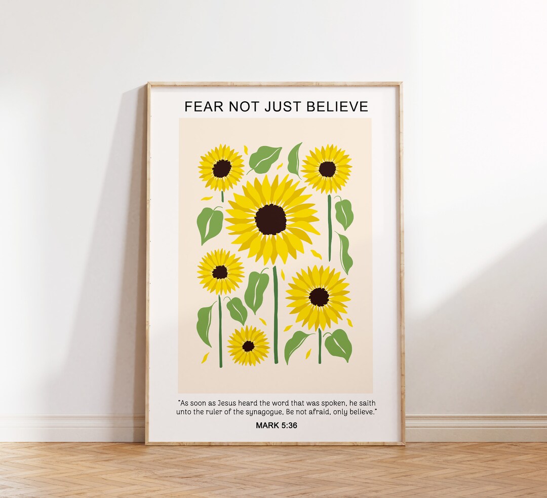 Christian Digital Wall Art, Sunflower Wall Decor, Mark Scripture ...