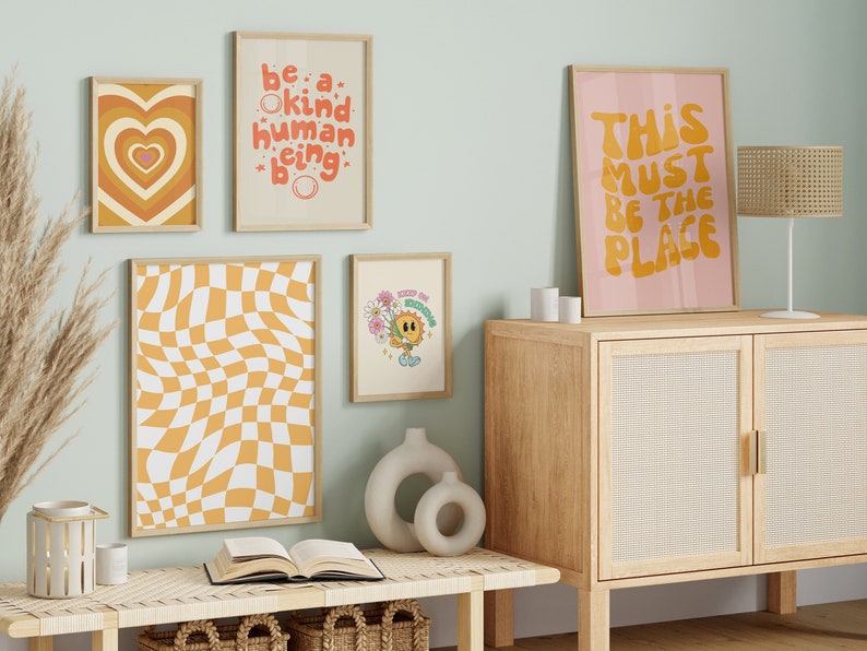 Retro Gallery Wall Art Set of 5 Retro Groovy Wall Print - Etsy