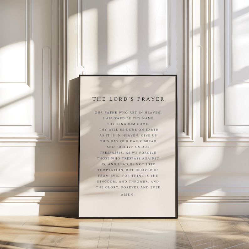 The Lord's Prayer Printable Wall Art, Christian Wall Art, Prayer ...