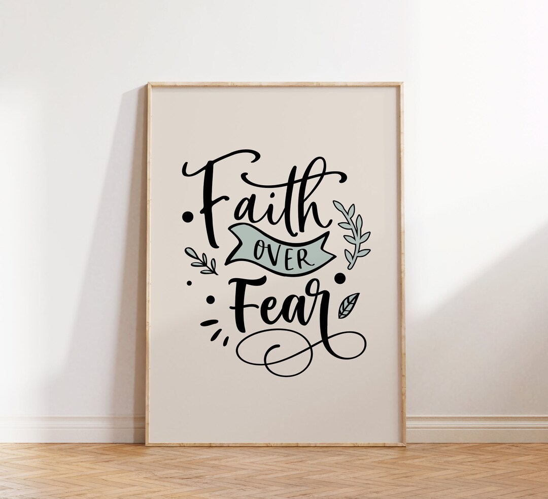 Faith Over Fear Print, Christian Wall Art, Psalm Scripture, Christian ...