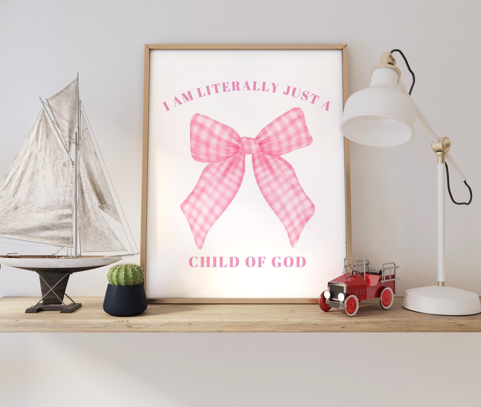 Chid of God Print, Trendy Christian Wall Art, Pink Coquette Wall Art ...