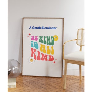 Retro Groovy Wall Art, Kindness Print, Inspirational Print, Digital ...