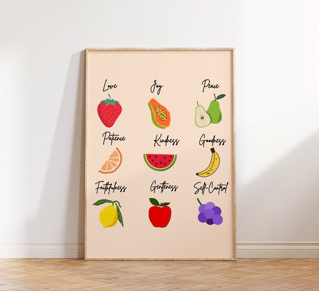 Fruit of the Spirit Art Print, Retro Christian Wall Art, Scripture ...