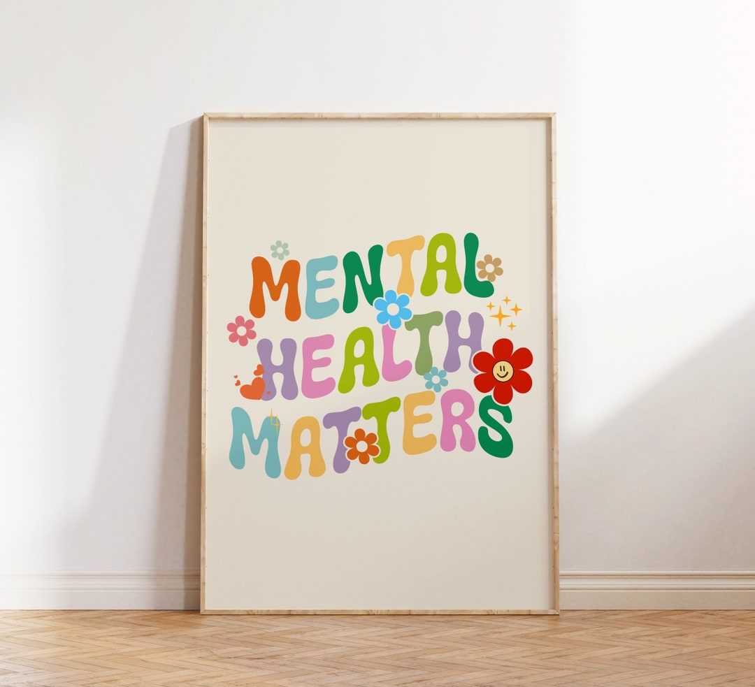 Mental Health Matters Wall Print, Inspirational Print, Retro Groovy ...