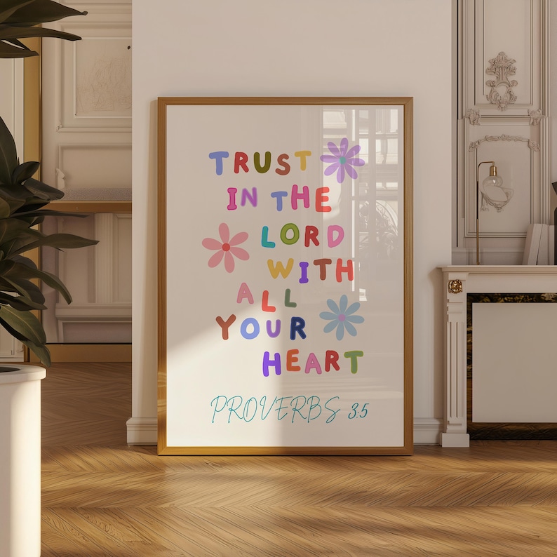 Retro Christian Wall Art, Proverbs Scripture, Christian Poster for Dorm ...