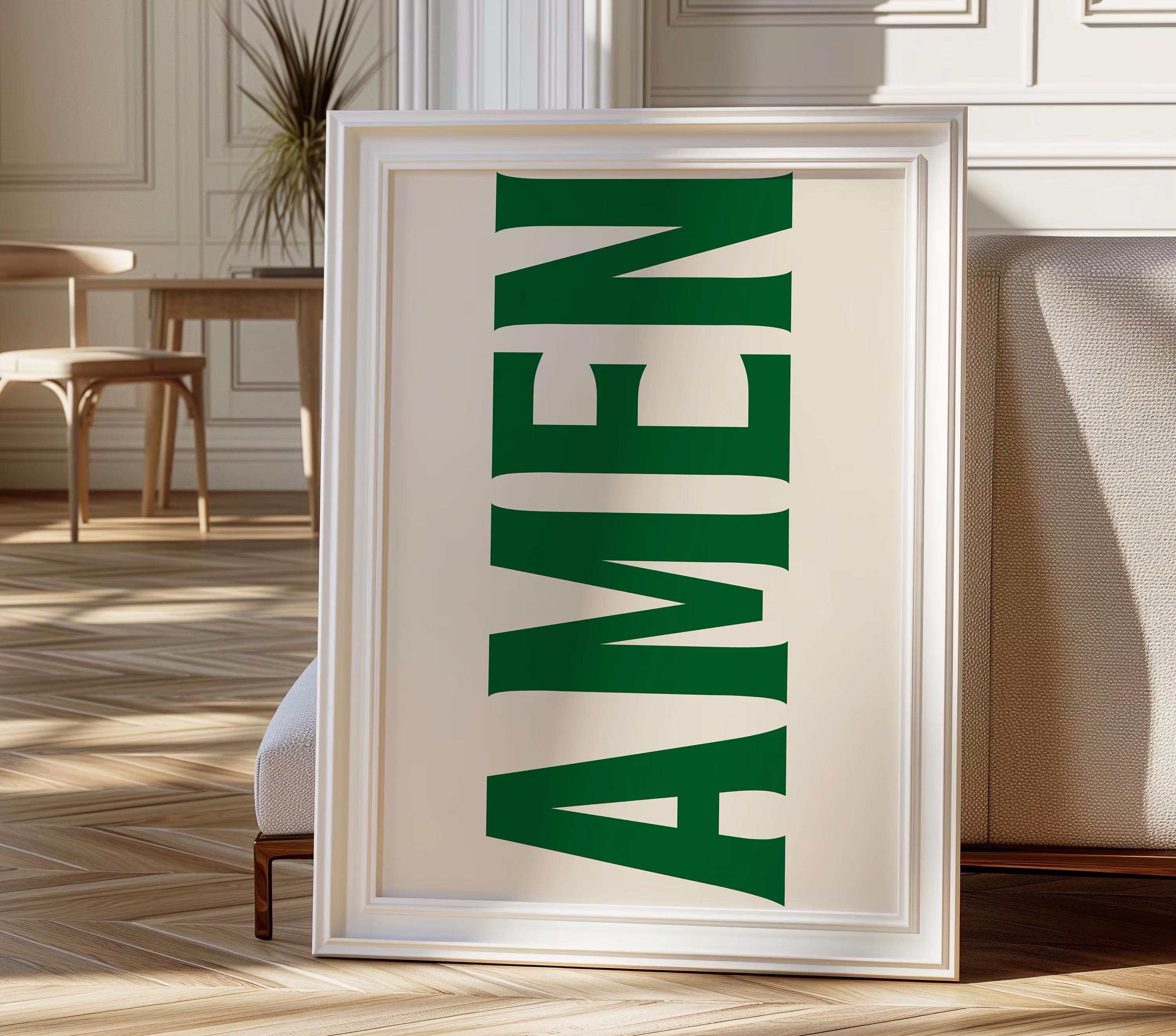Amen Print, Jesus Typography Poster, Free Delivery, Trendy Christian ...