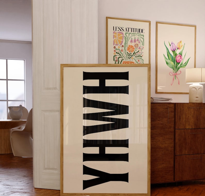 YHWH Print, Yahweh Typography Poster, Trendy Christian Wall Art, Retro ...