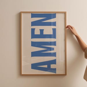 Amen Print, Jesus Typography Poster, Trendy Christian Wall Art, Retro ...