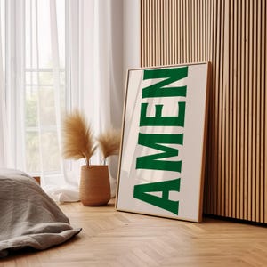 Amen Print, Jesus Typography Poster, Trendy Christian Wall Art, Retro ...