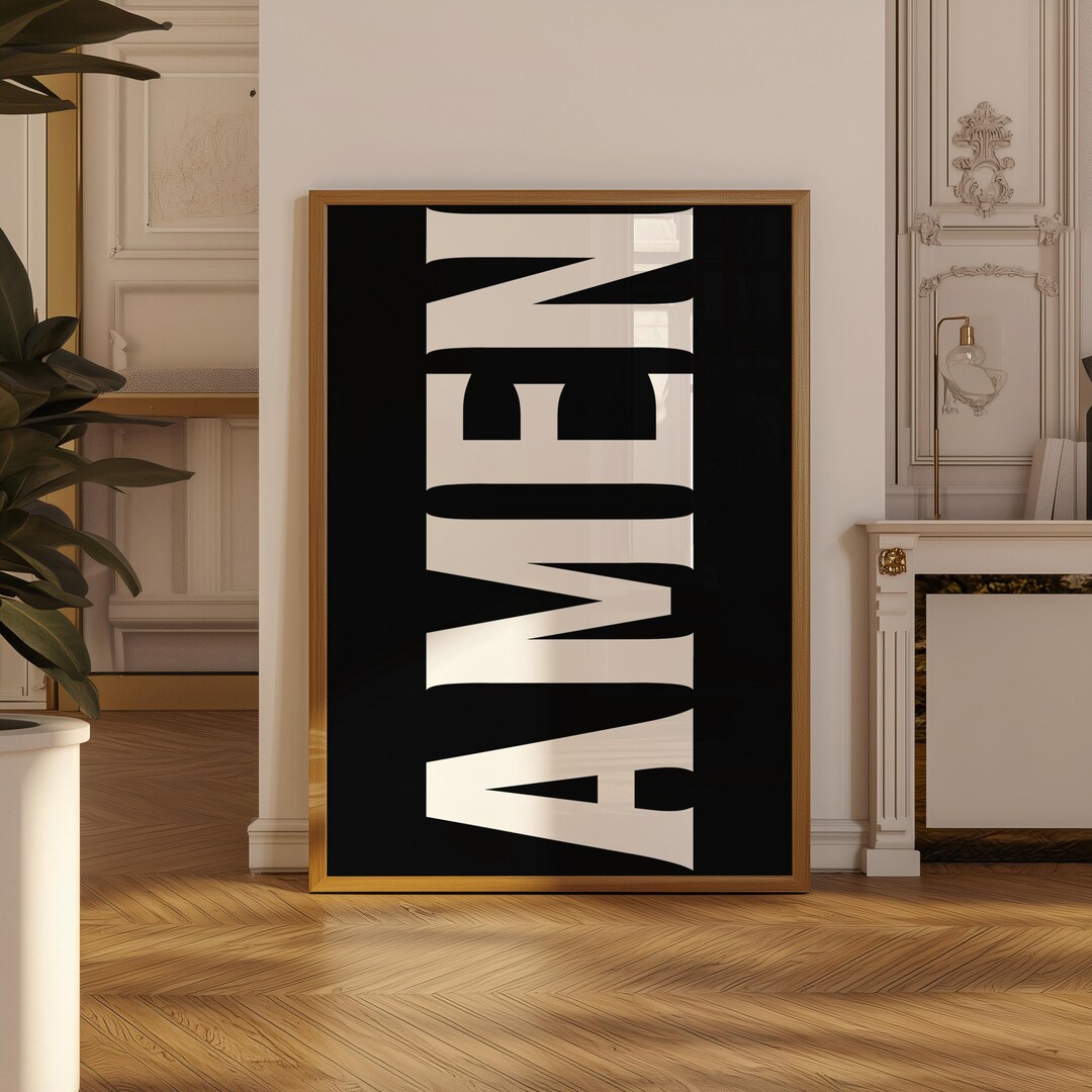 Amen Print, Jesus Typography Poster, Free Delivery, Trendy Christian ...