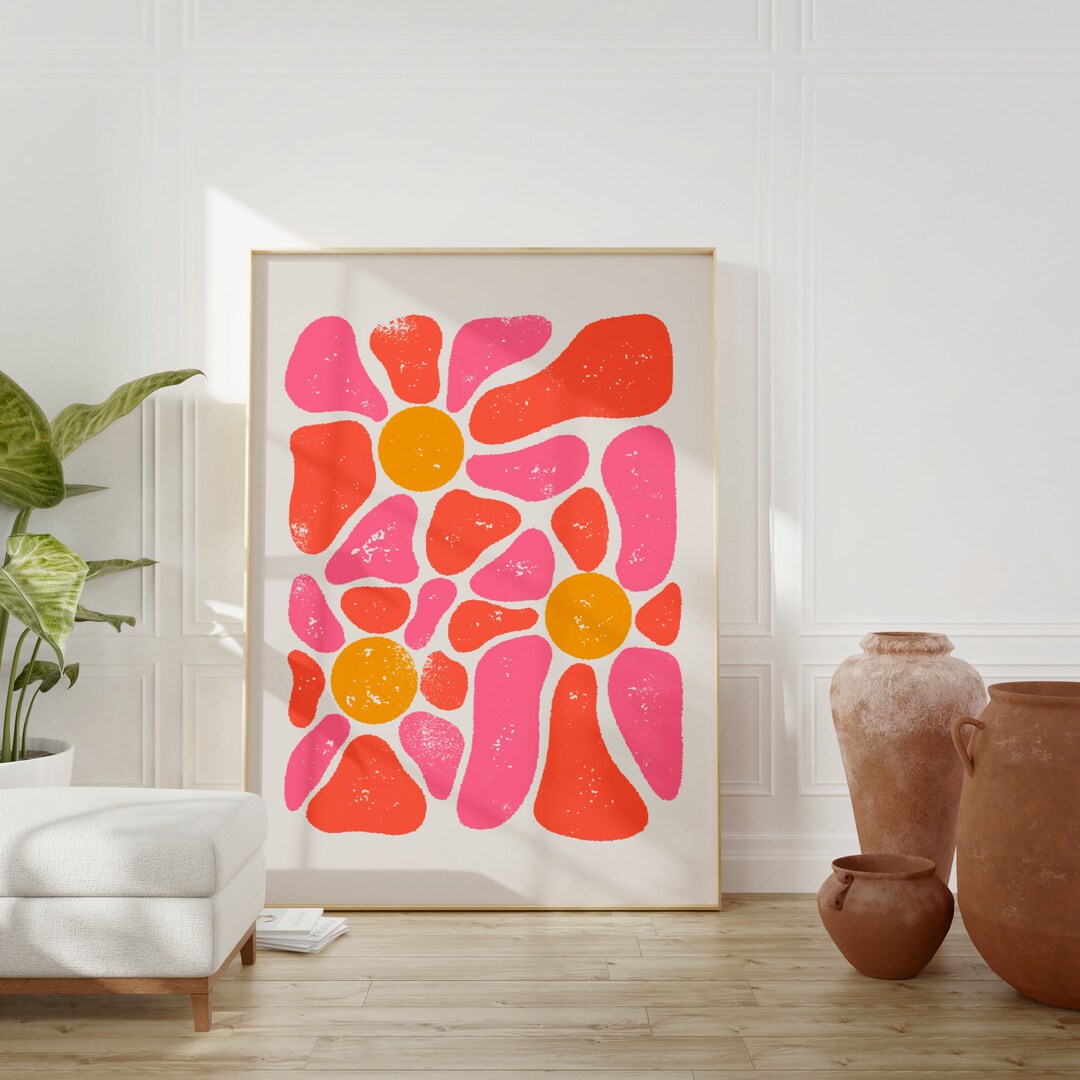 Retro Groovy Flower Wall Print Groovy Poster Digital - Etsy
