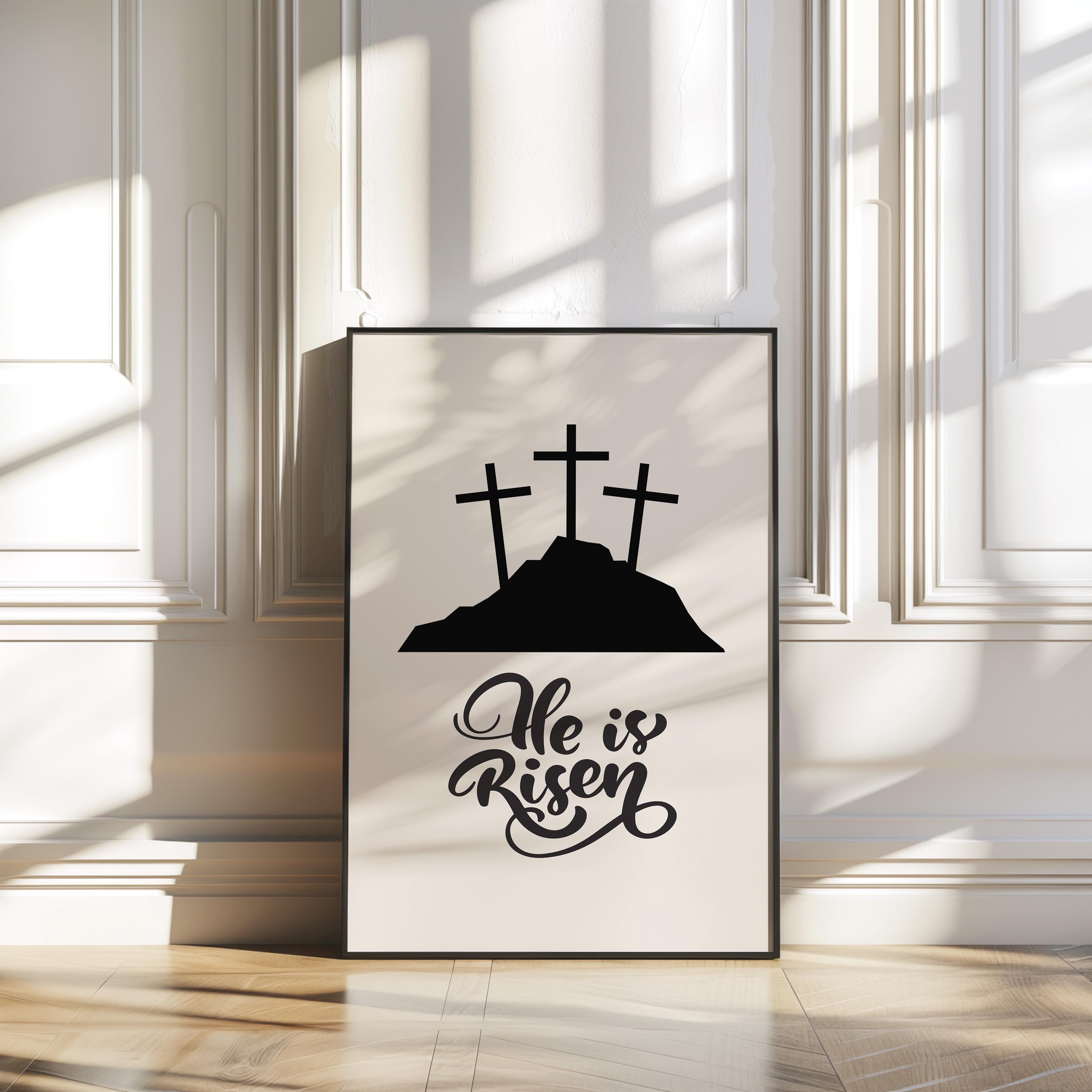 He is Risen Print, Christian Wall Art, Matthew Bible Verse, Easter ...