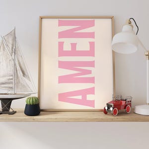 Amen Print, Jesus Typography Poster, Trendy Christian Wall Art, Retro ...