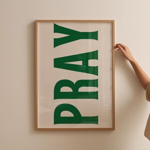 Pray Print, Jesus Typography Poster, Trendy Christian Wall Art, Retro ...