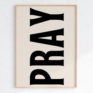 Pray Print, Jesus Typography Poster, Trendy Christian Wall Art, Retro ...