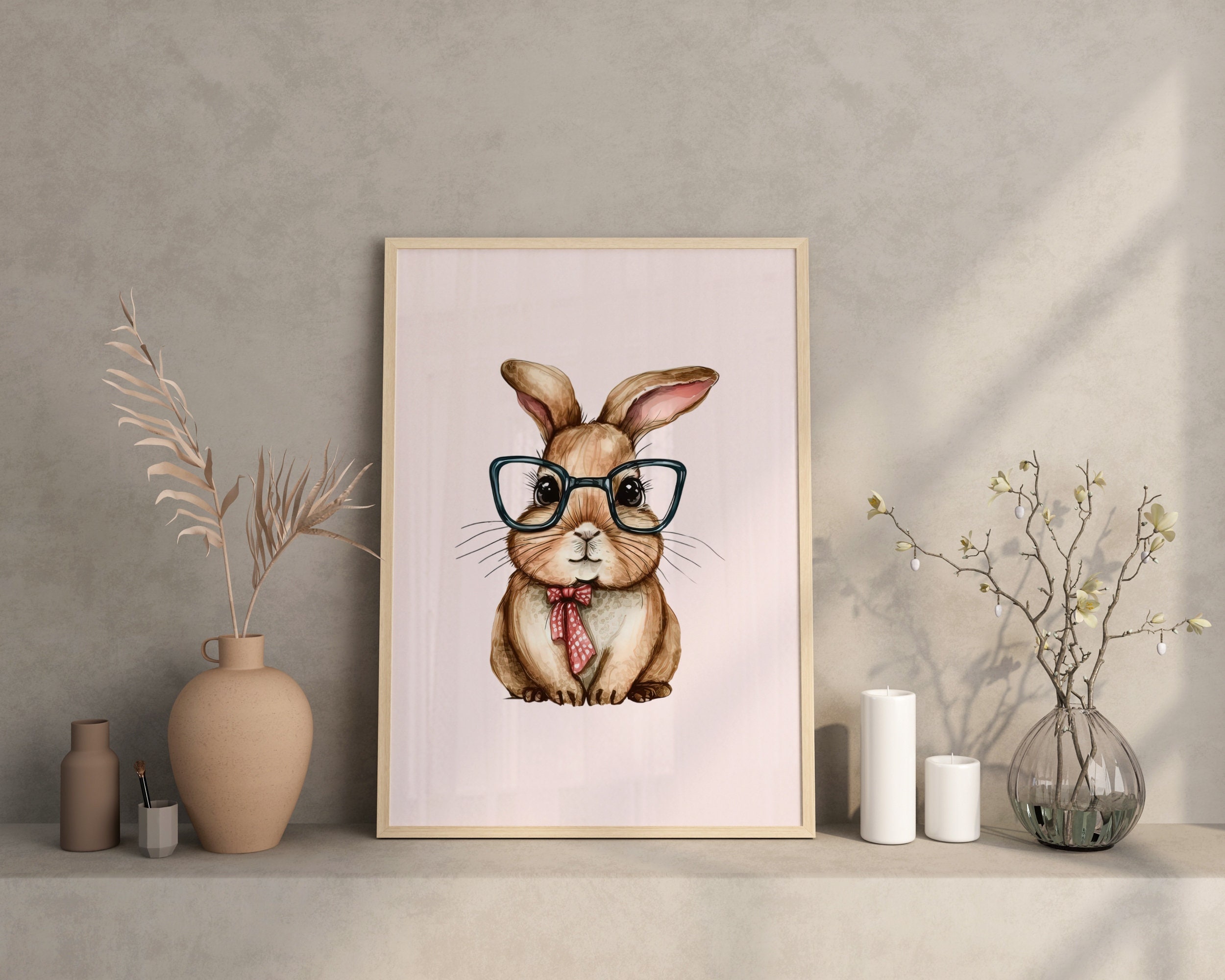 Bunny Wall Art Print Watercolor Easter Bunny Easter Poster - Etsy