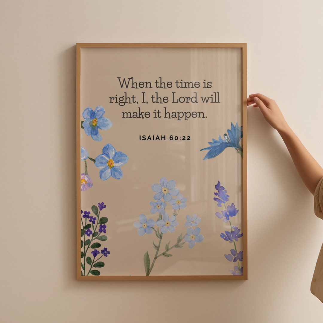 Retro Christian Wall Print, ISAIAH Scripture, Wildflowers, Christian ...