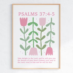 Psalms 37 Print, Christian Wall Art, Flower Poster, Christian Poster ...