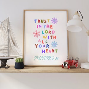 Retro Christian Wall Print, Proverbs Scripture, Christian Poster, Bible ...