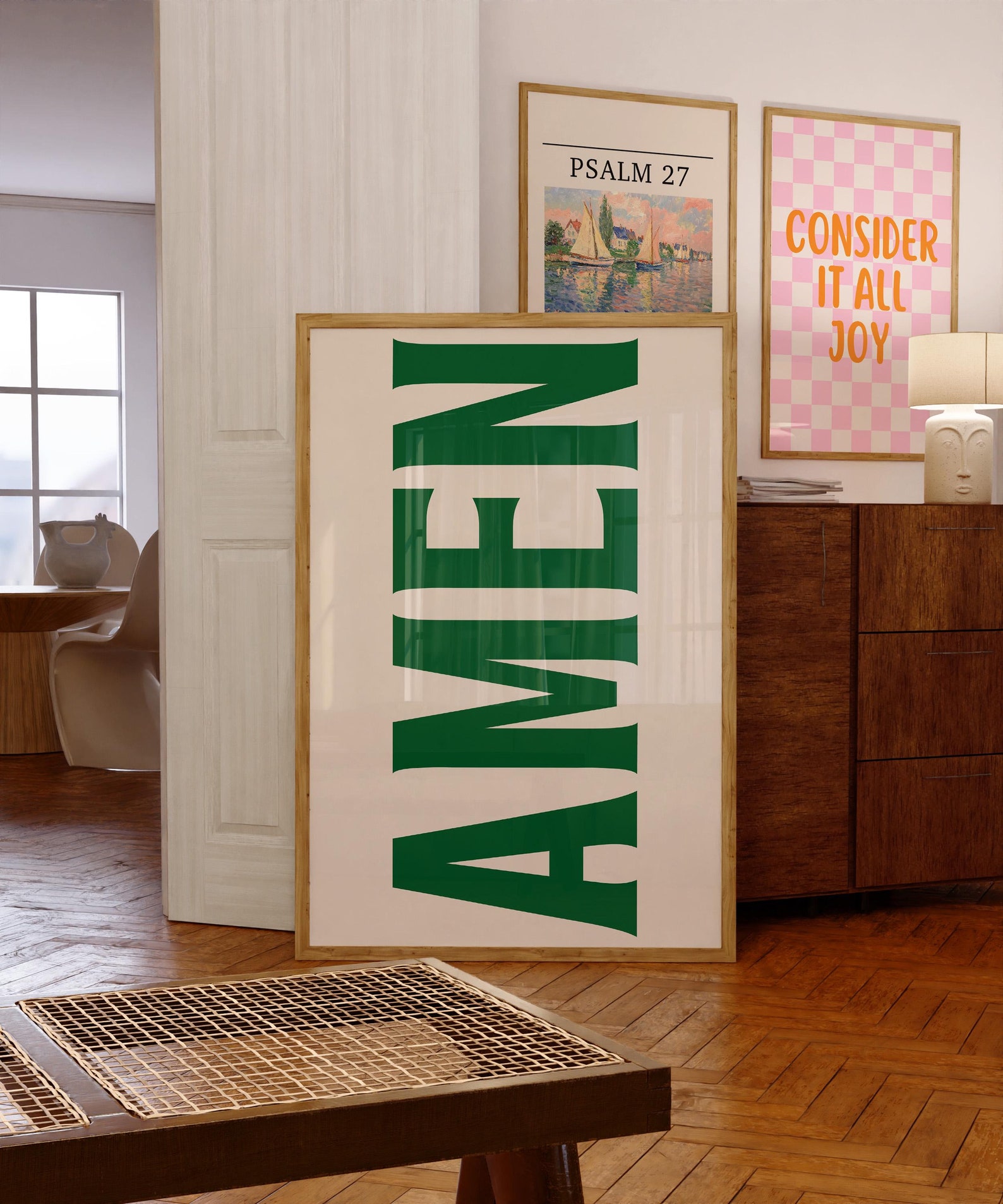 Amen Print, Jesus Typography Poster, Trendy Christian Wall Art, Retro ...