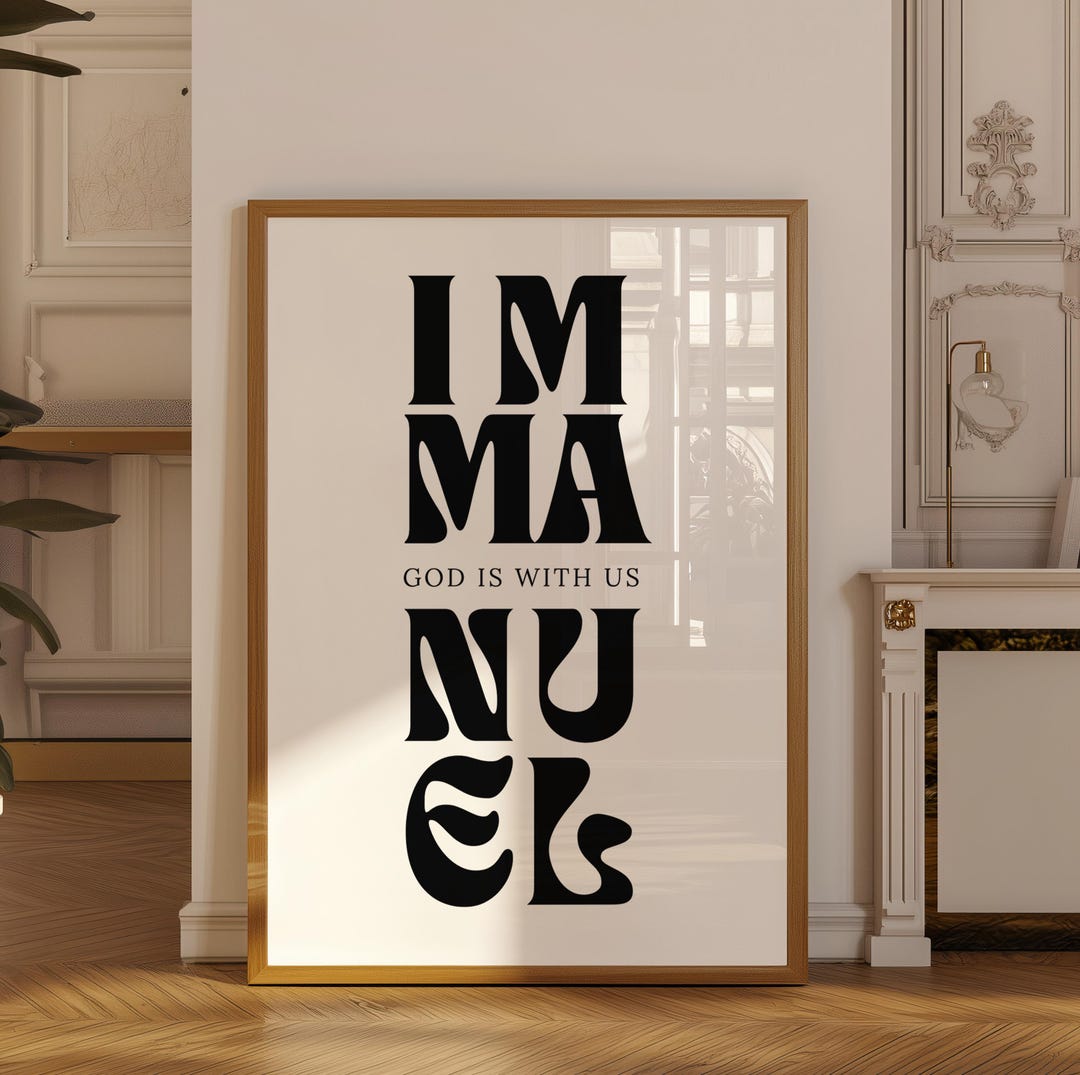 IMMANUEL Print, Trendy Christian Wall Art, Hebrew Typography Poster ...