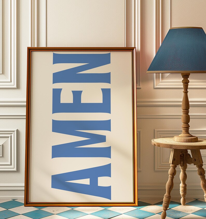Amen Print, Jesus Typography Poster, Free Delivery, Trendy Christian ...