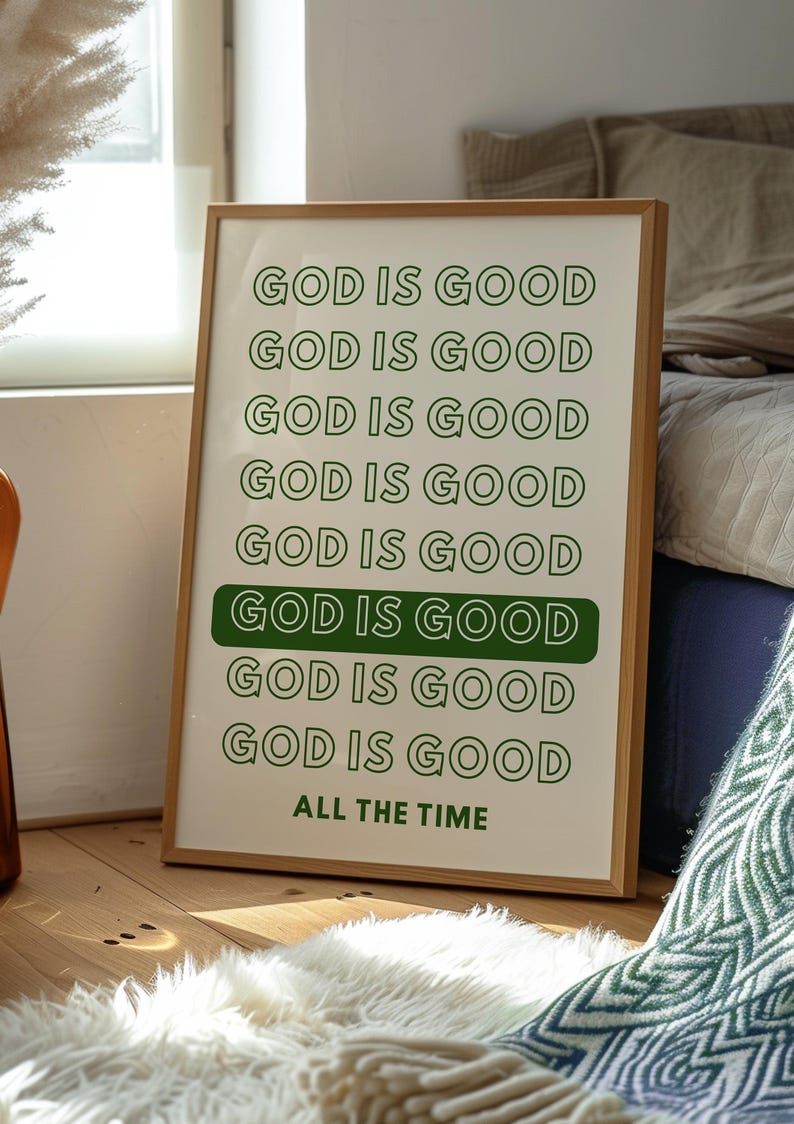 God is Good Print | Retro Christian Green Wall Art (digital Download ...