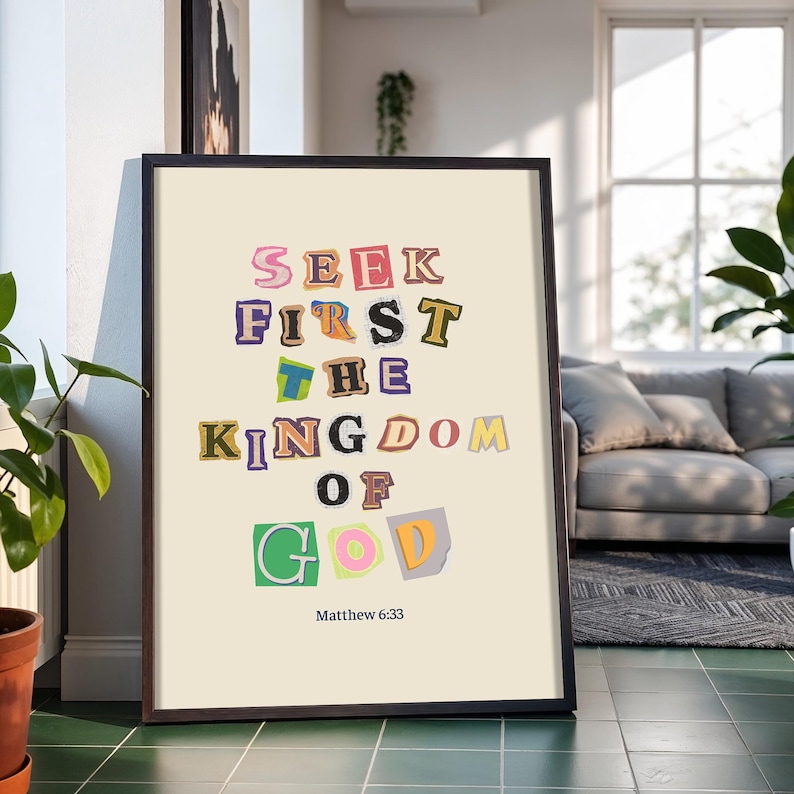 Seek First the Kingdom of God Art Print, Christian Wall Art, Matthew ...