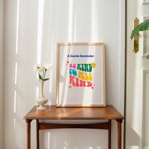 Retro Groovy Wall Art, Kindness Print, Inspirational Print, Digital ...