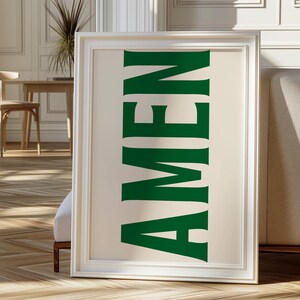 Amen Print, Jesus Typography Poster, Trendy Christian Wall Art, Retro ...