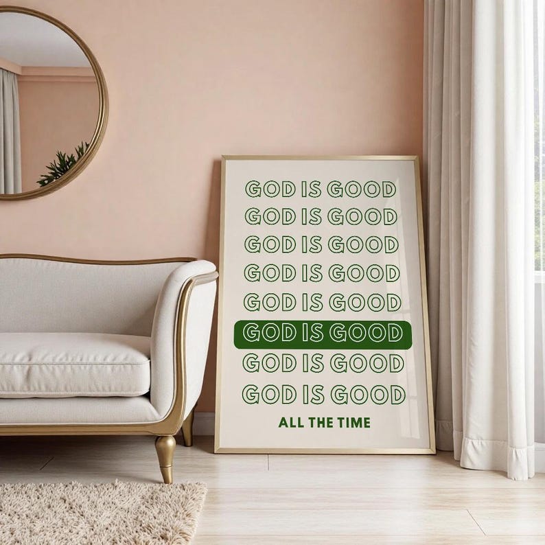 God is Good Print | Retro Christian Green Wall Art (digital Download ...