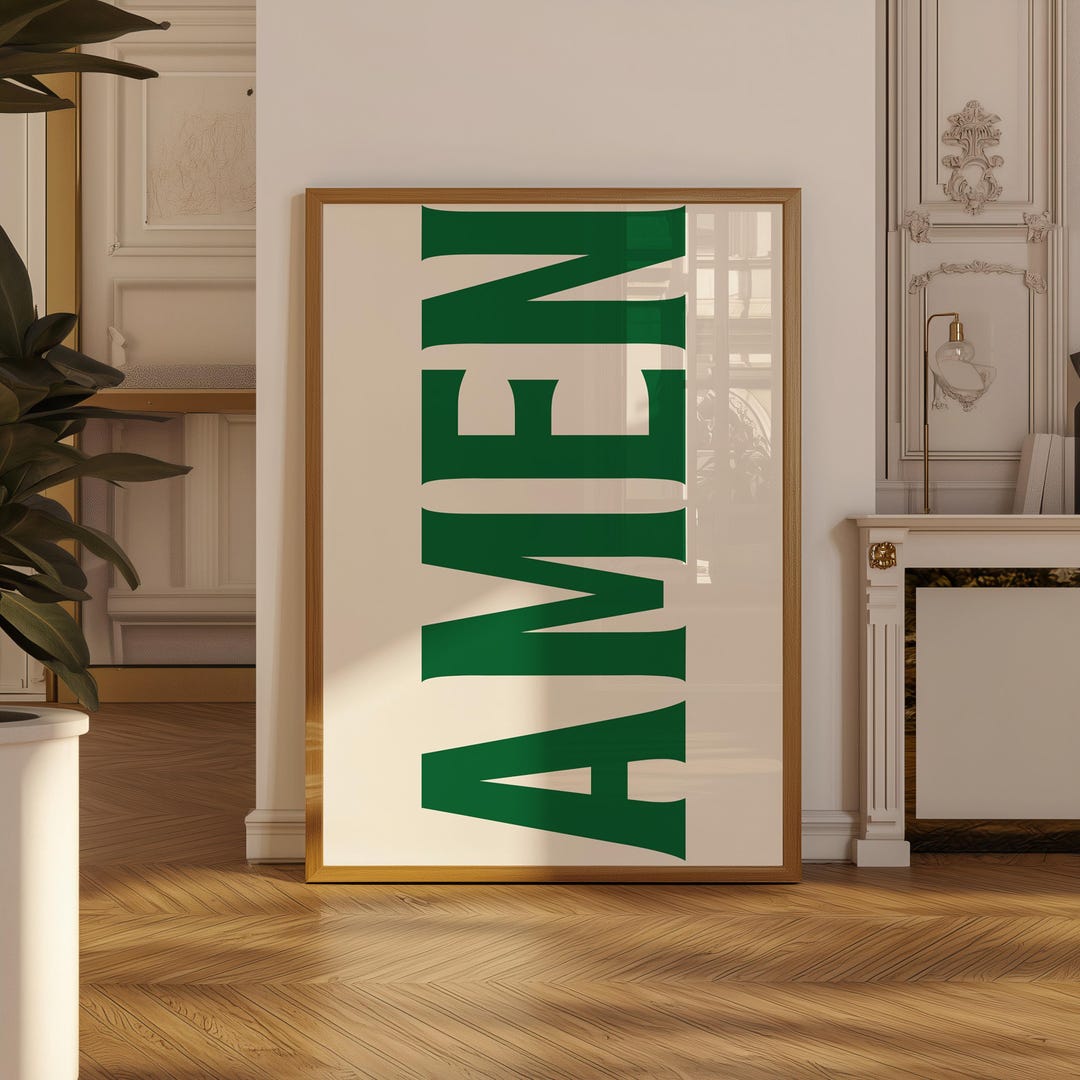 Amen Print, Jesus Typography Poster, Trendy Christian Wall Art, Retro ...